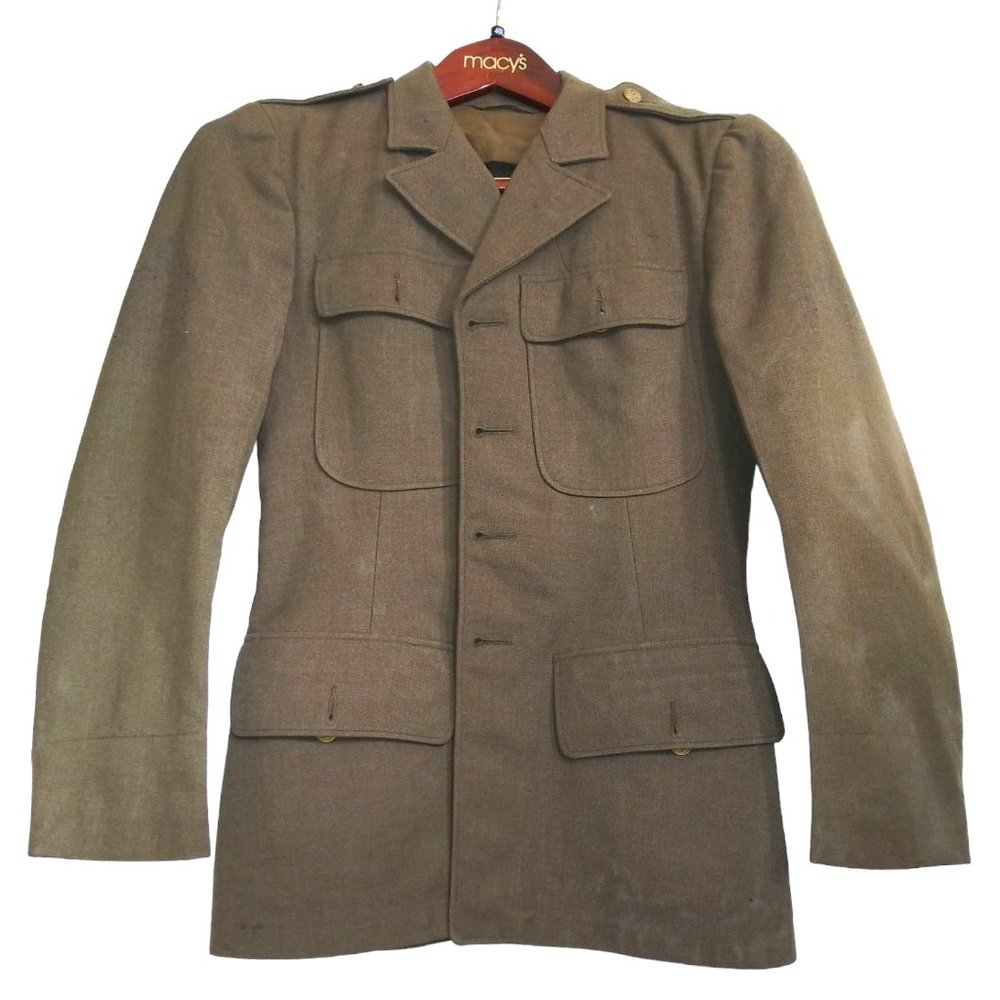 Vtg Wwii Military Jacket Wool Uniform Scovill Mfg Wat… - Gem